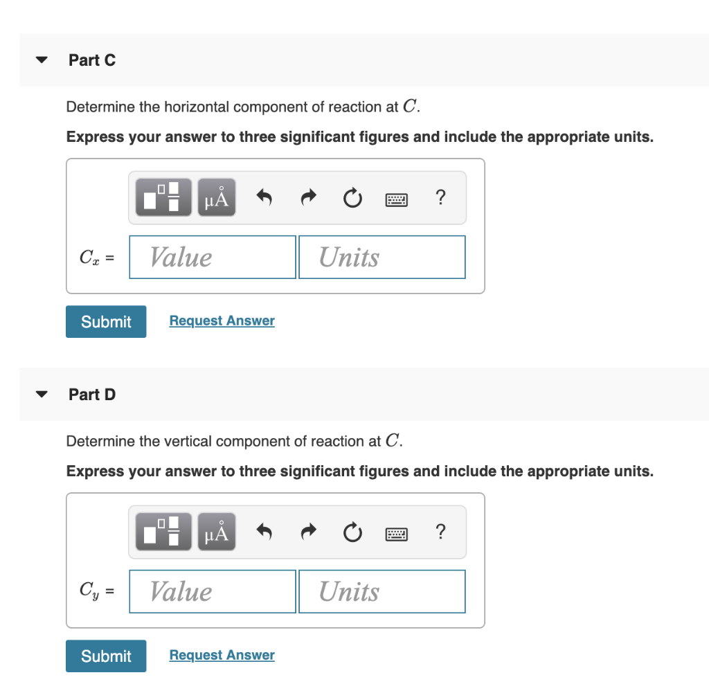 Solved Determine the components of reaction at A and C. Take | Chegg.com