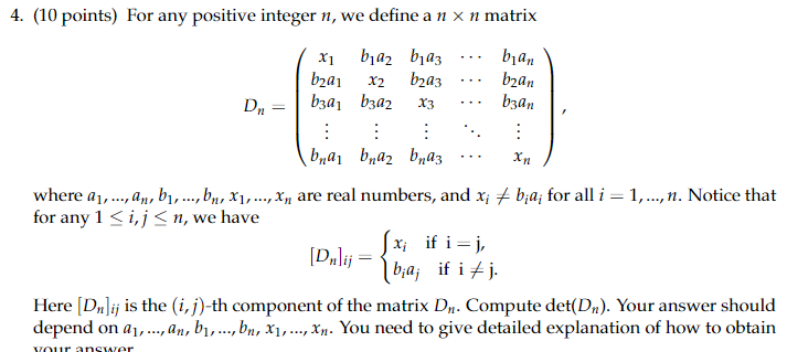 Solved 4. ( 10 points) For any positive integer n, we define | Chegg.com