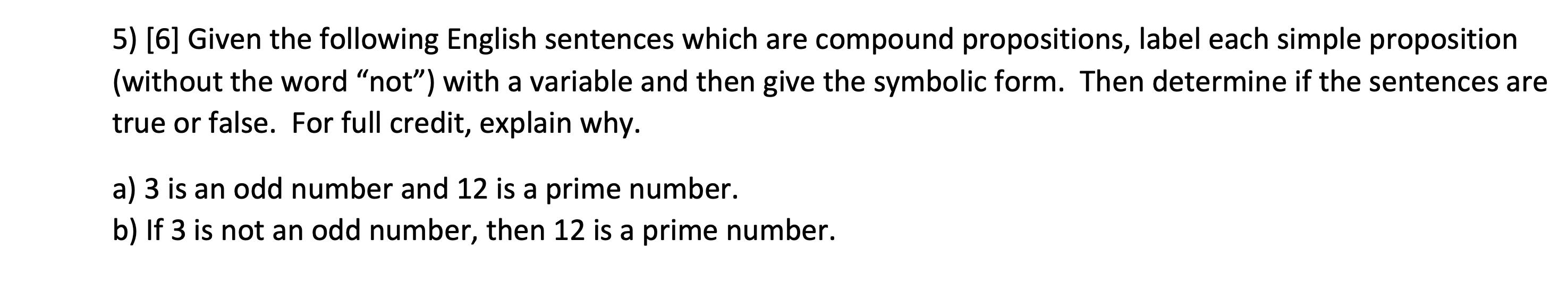 Solved 5) [6] Given the following English sentences which | Chegg.com