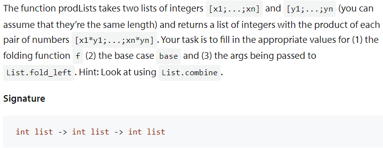 Solved The function prodLists takes two lists of integers | Chegg.com