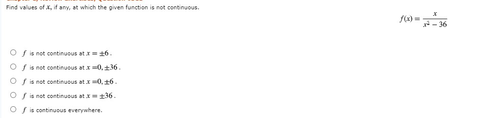 Solved Find values of X, if any, at which the given function | Chegg.com