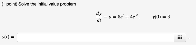 Solved (1 point) Solve the initial value problem: \'(x) = | Chegg.com