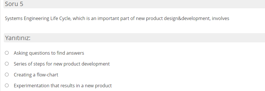 Solved Soru 5 Systems Engineering Life Cycle, which is an | Chegg.com