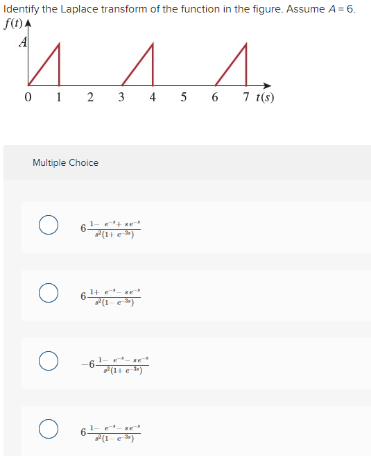 Solved Identify the Laplace transform of the function in the | Chegg.com