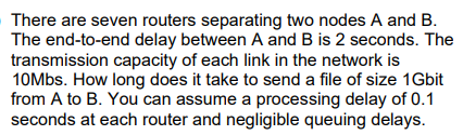Solved There are seven routers separating two nodes A and B. | Chegg.com