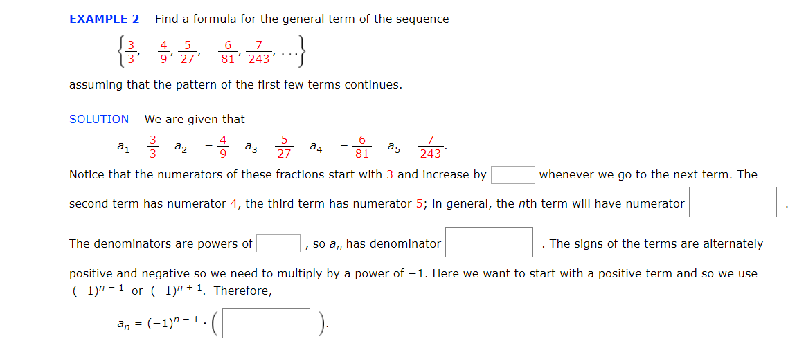 Solved EXAMPLE 2 Find a formula for the general term of the | Chegg.com