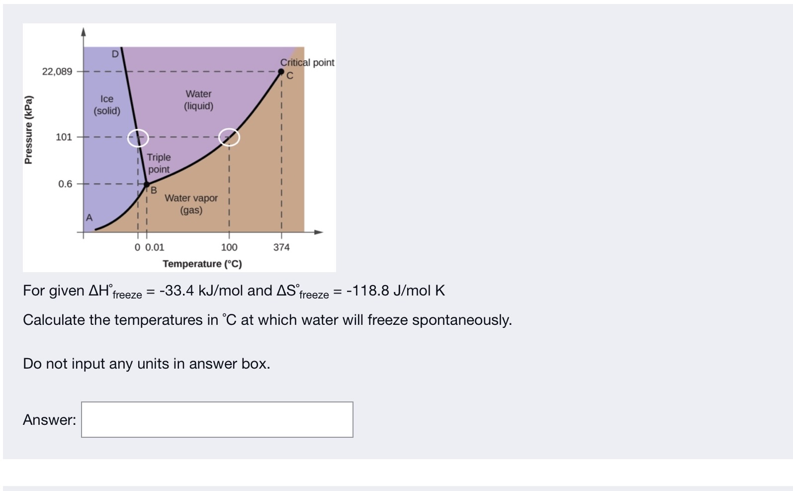 Solved For given ΔHfreeze ∘=−33.4 kJ/mol and ΔSfreeze | Chegg.com
