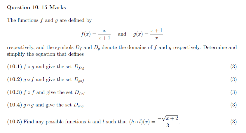 Solved Question 10: 15 Marks The functions f and g are | Chegg.com