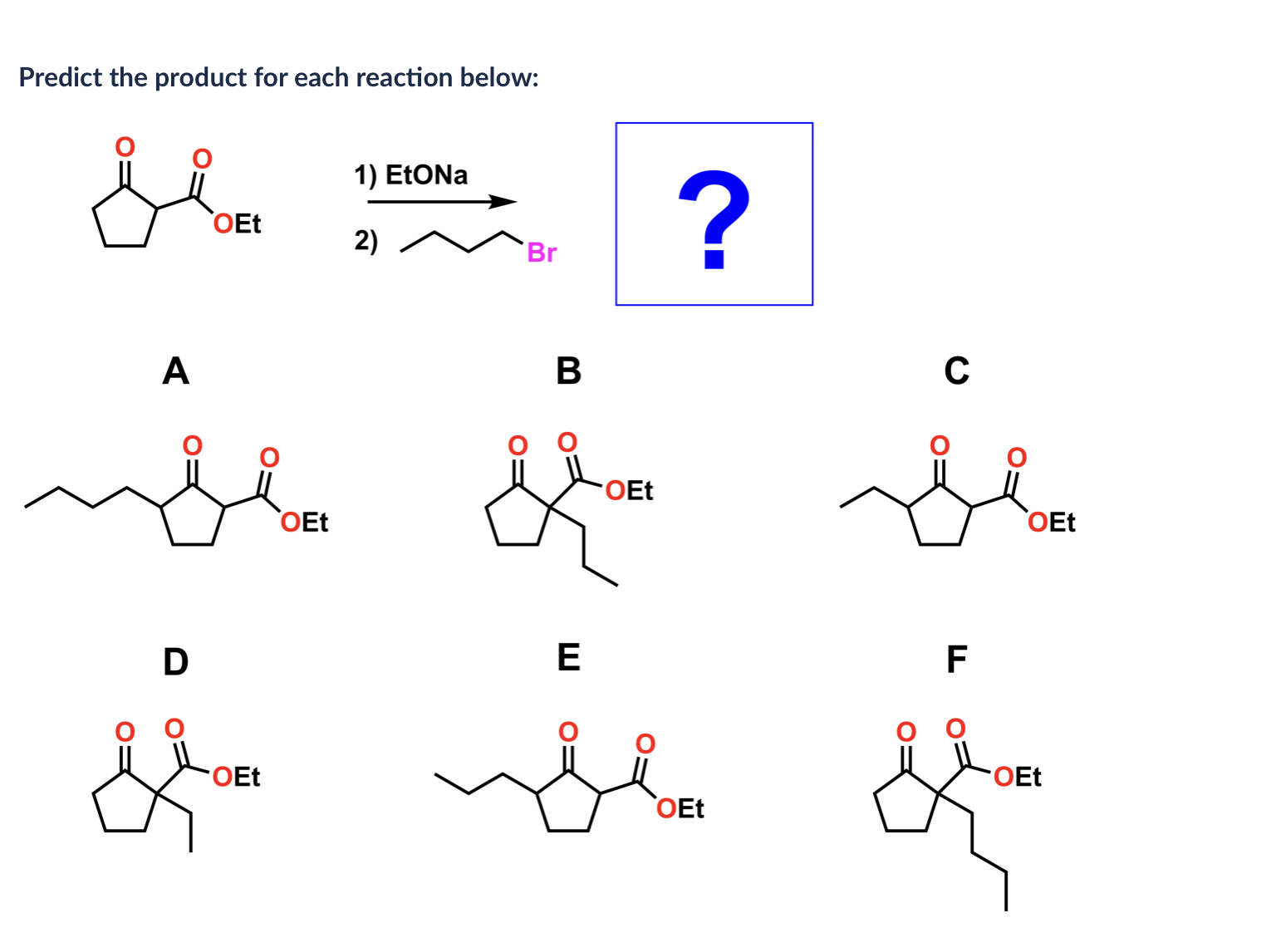 Predict the product for each reaction below: 1) EtONa | Chegg.com