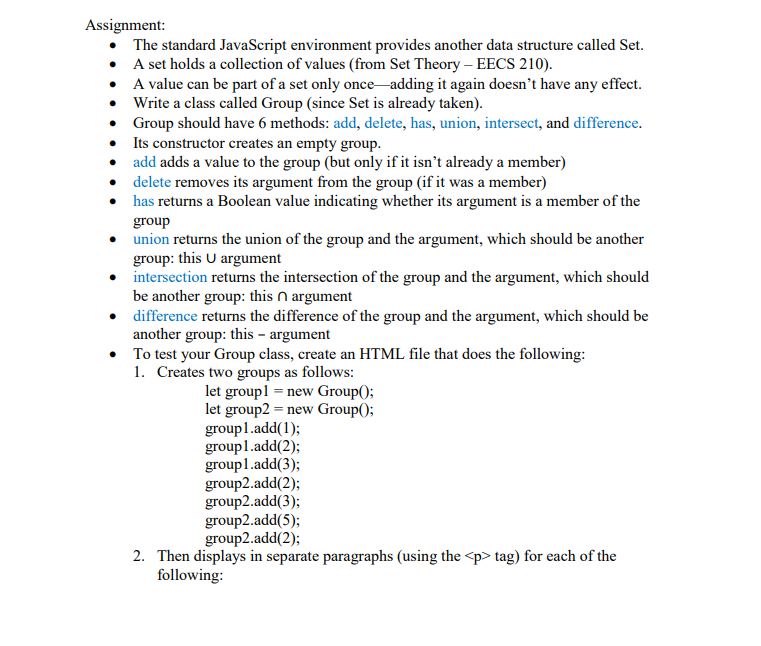 Solved Assignment: - The standard JavaScript environment | Chegg.com