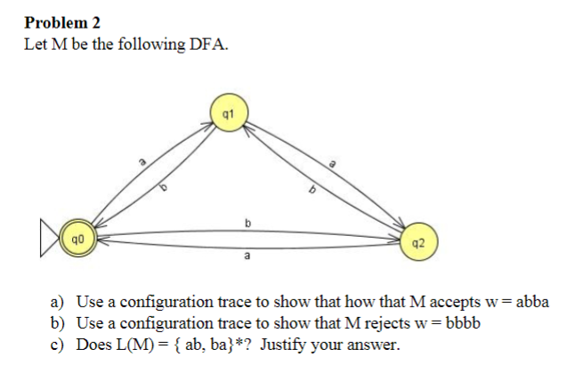 Solved USING JFLAP ONLYLet M be the following DFA.a) ﻿Use a | Chegg.com