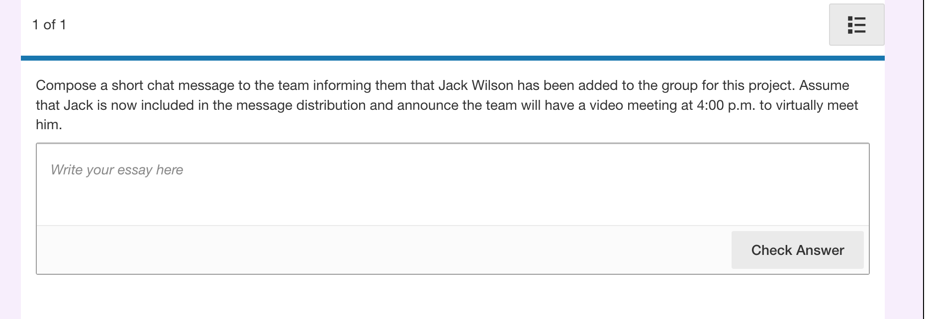 Solved Compose a short chat message to the team informing | Chegg.com