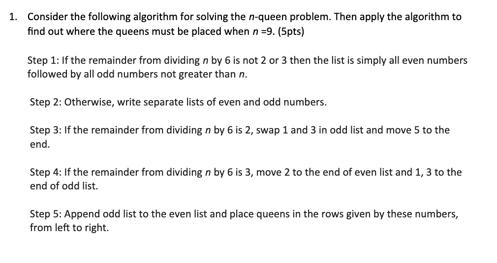 Solved 1. Consider the following algorithm for solving the | Chegg.com
