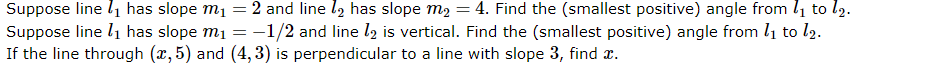 Solved Suppose line l1 has slope m1=2 and line l2 has slope | Chegg.com