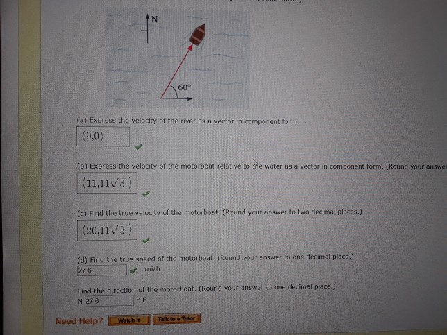 Solved (a) Express the velocity of the river as a vector | Chegg.com
