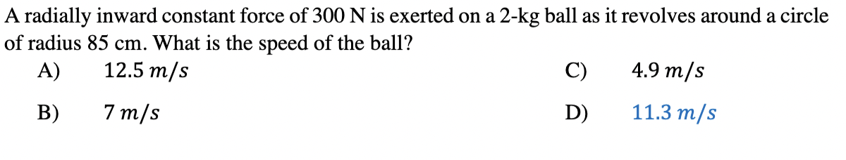 Solved A radially inward constant force of 300 N is exerted | Chegg.com