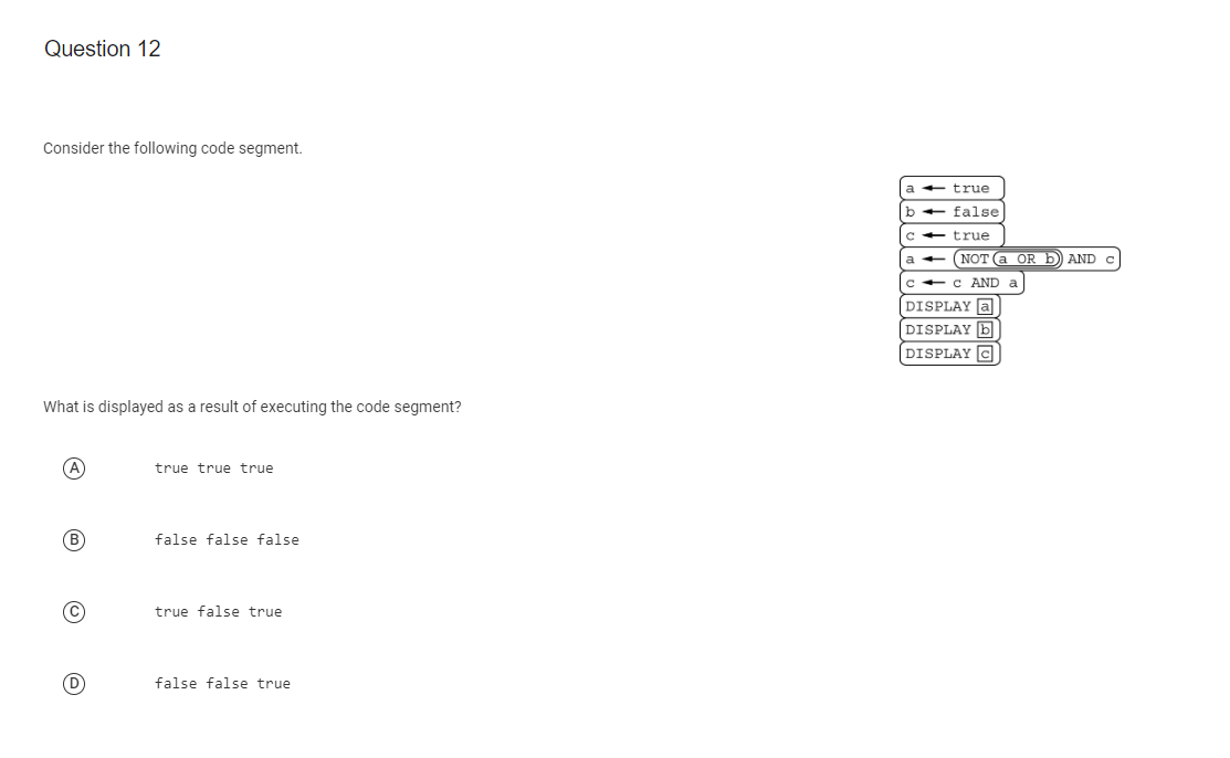 Solved Question 12Consider the following code segment.alarr | Chegg.com
