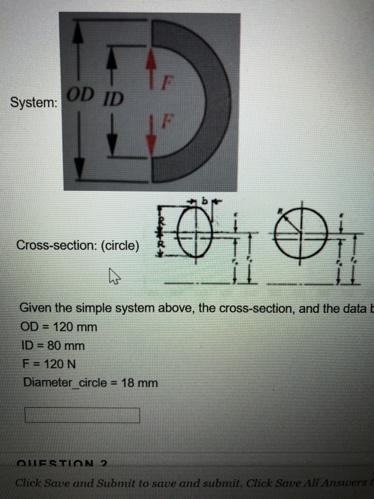 Solved OD ID System Cross-section: (circle) / 2 Given the | Chegg.com