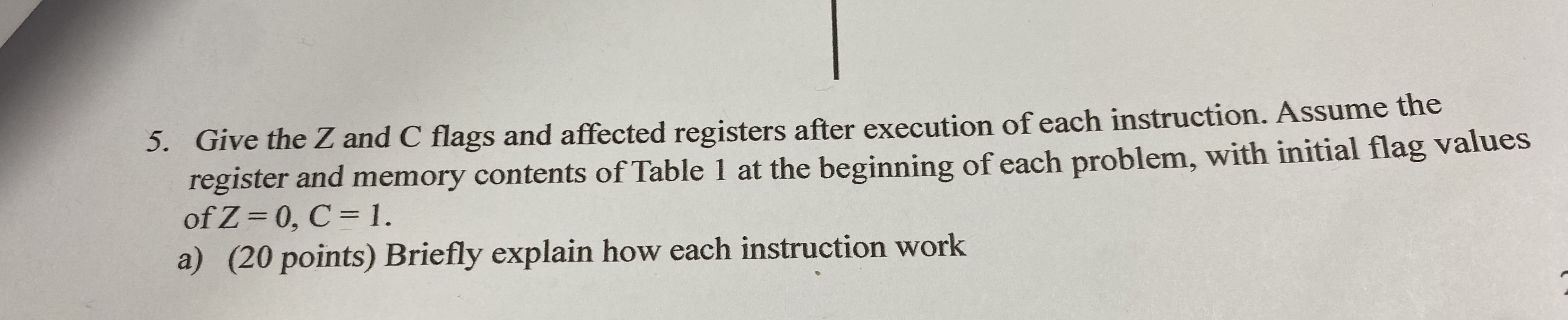 Solved 5. Give the Z and C flags and affected registers | Chegg.com