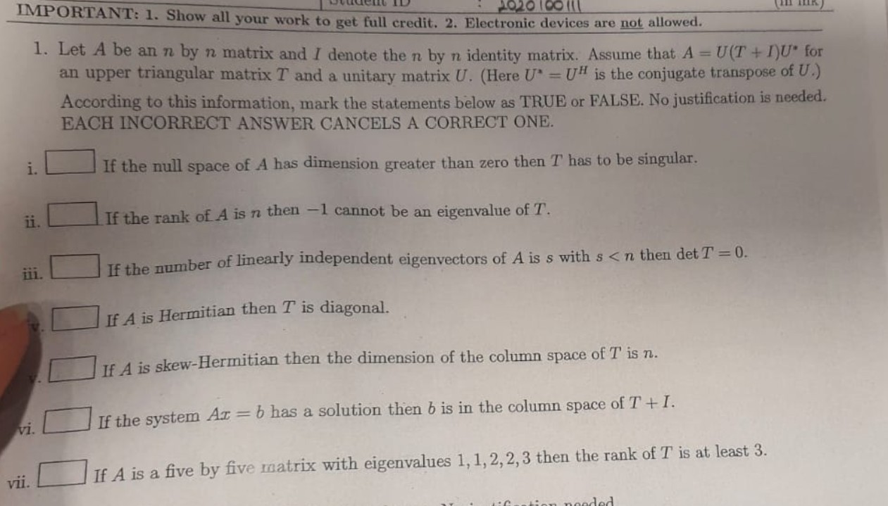 Solved Let A ﻿be an n ﻿by n ﻿matrix and I denote the n ﻿by n | Chegg.com