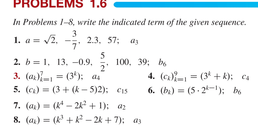 Solved In Problems 1-8, write the indicated term of the | Chegg.com