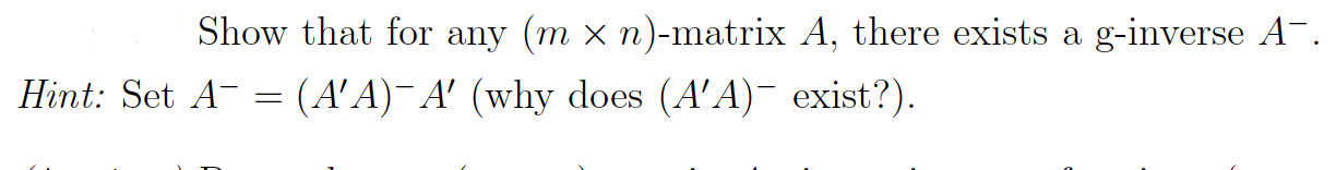 Solved Show that for any (m x n)-matrix A, there exists a | Chegg.com