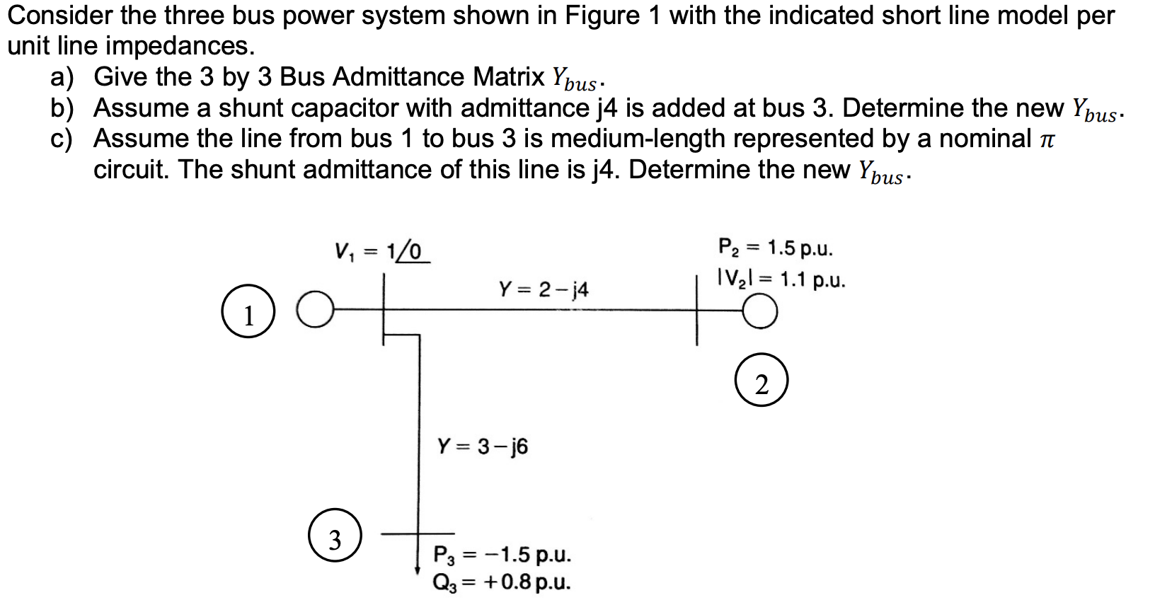 Solved Consider the three bus power system shown in Figure 1 | Chegg.com