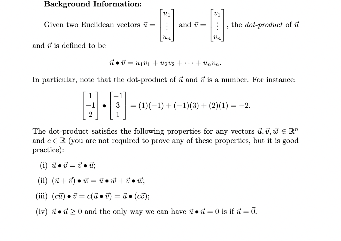 Solved Background Information: Given two Euclidean vectors | Chegg.com