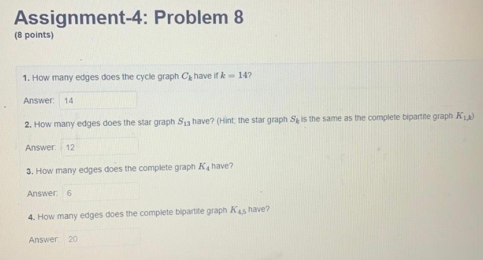 Solved 1. How many edges does the cycle graph Ck have if | Chegg.com