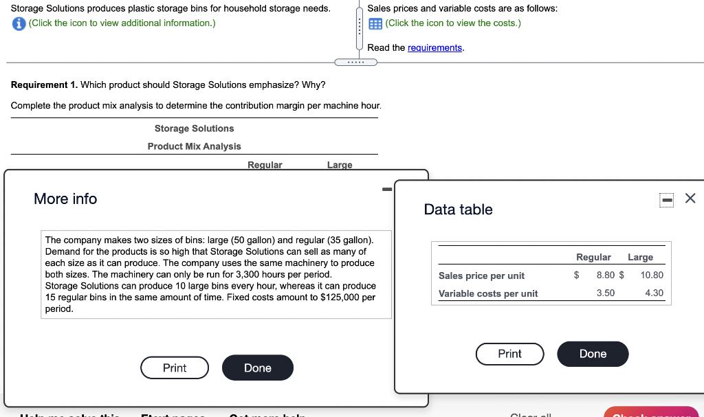 Solved Storage Solutions produces plastic storage bins for | Chegg.com