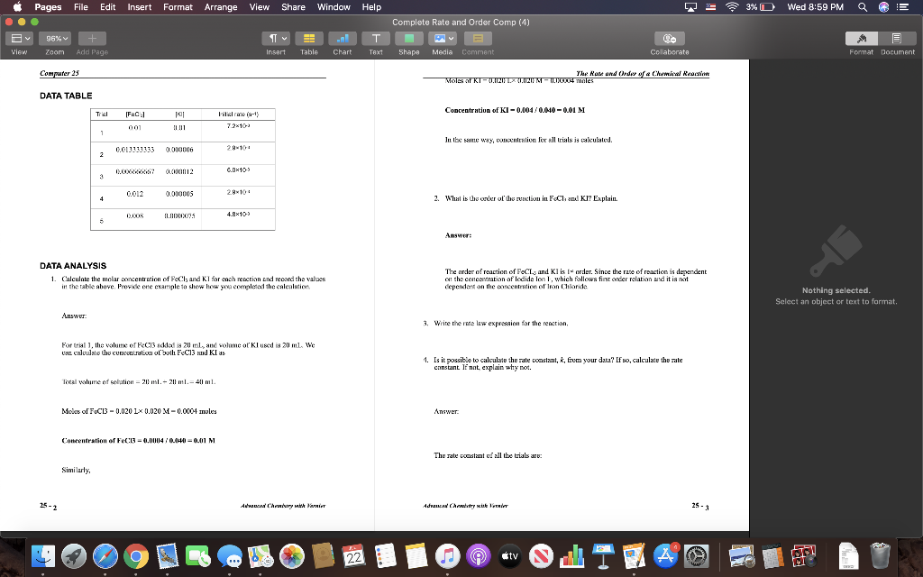Solved Pages File Edit Insert D A 3% D Wed 8:59 PM Format | Chegg.com