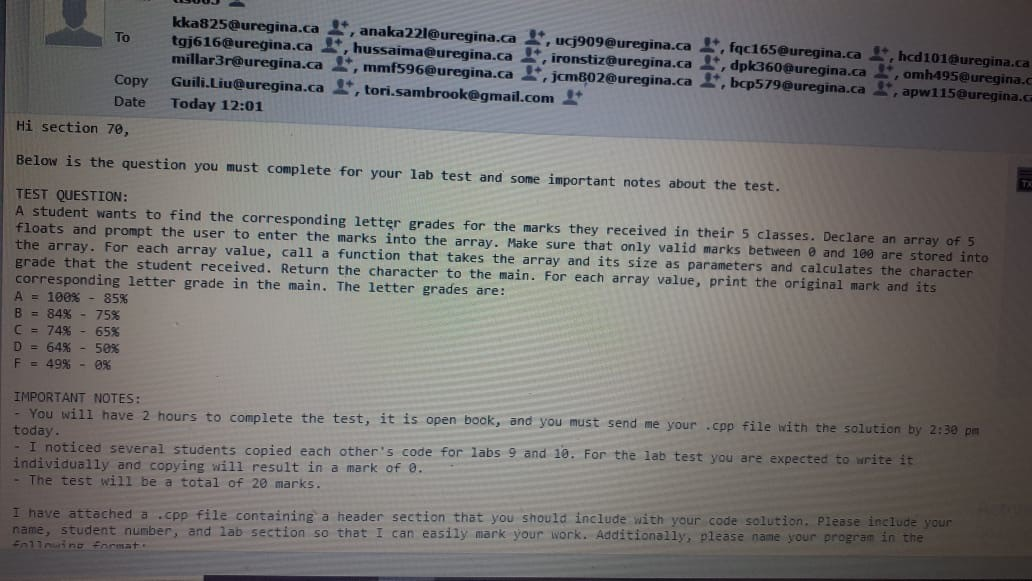 To kka825@uregina.ca tgj616@uregina.ca | Chegg.com