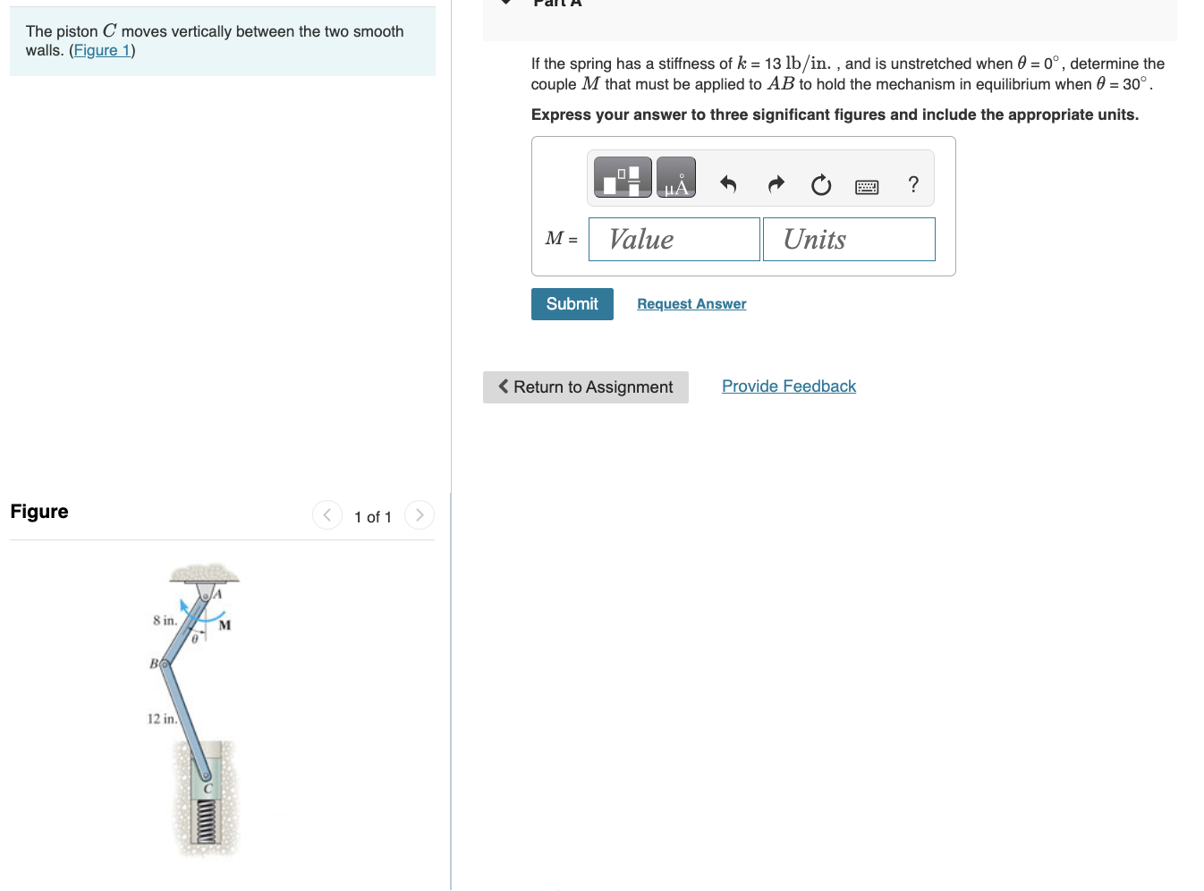 Solved The piston C moves vertically between the two smooth | Chegg.com