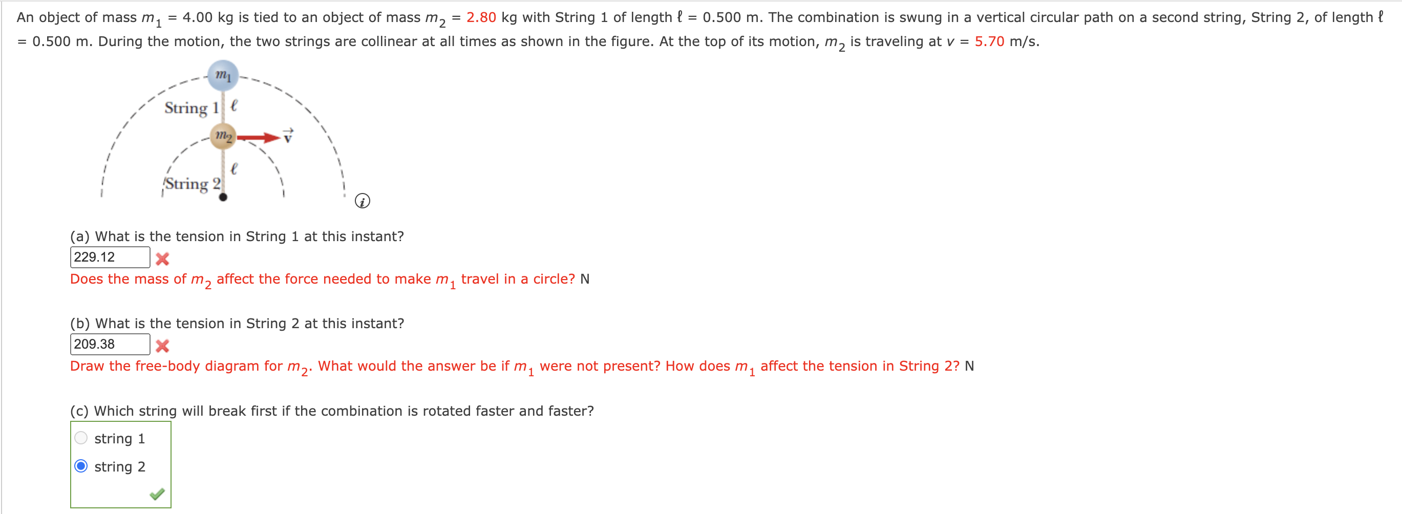 Solved An object of mass m1=4.00kg ﻿is tied to an object of | Chegg.com