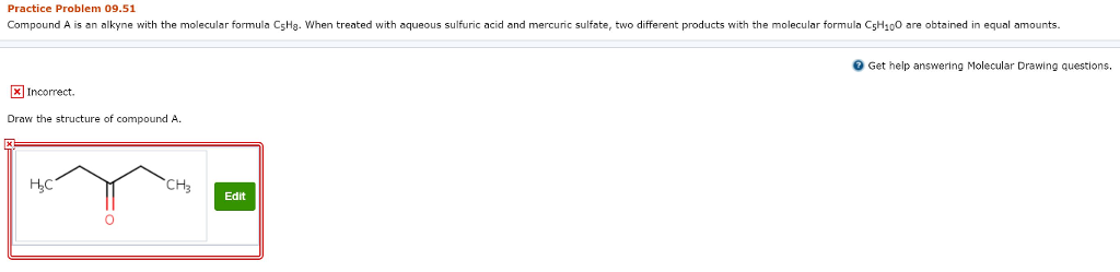 Solved Practice Problem 09.51 Compound A is an alkyne with | Chegg.com