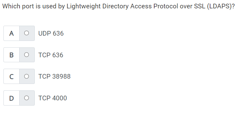Solved Which port is used by Lightweight Directory Access | Chegg.com