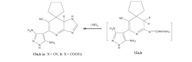 Solved х H NC NC -NI HUN HN N=CHNHNH2 N -NH2 NH2 H 13a,b (a: | Chegg.com