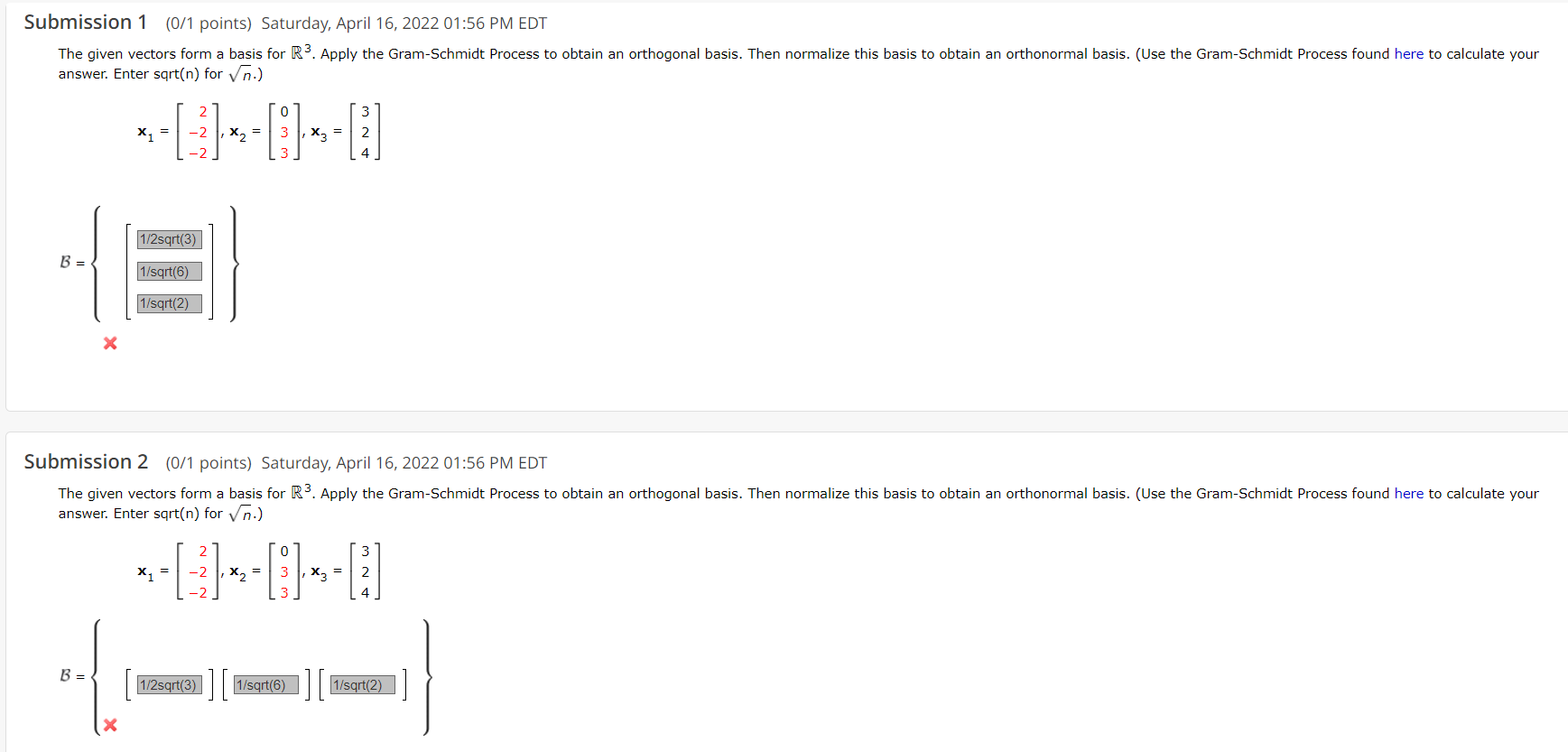 Solved Submission 1 (0/1 points) Saturday, April 16, 2022 | Chegg.com