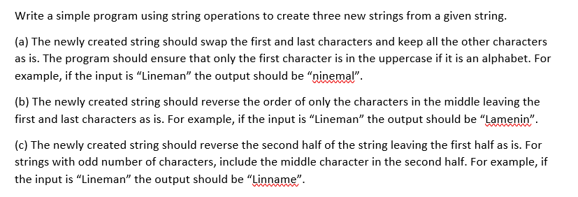 Solved Write a simple program using string operations to | Chegg.com