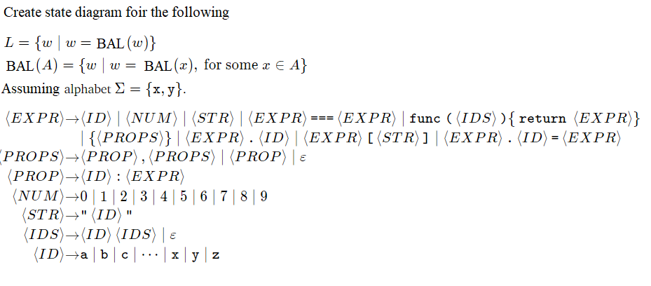 Create state diagram foir the following L = | Chegg.com