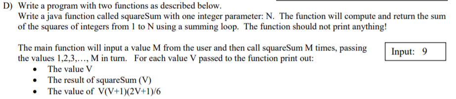 Solved D) Write a program with two functions as described | Chegg.com