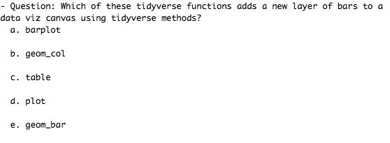 Solved Question Which Of These Tidyverse Functions Adds A