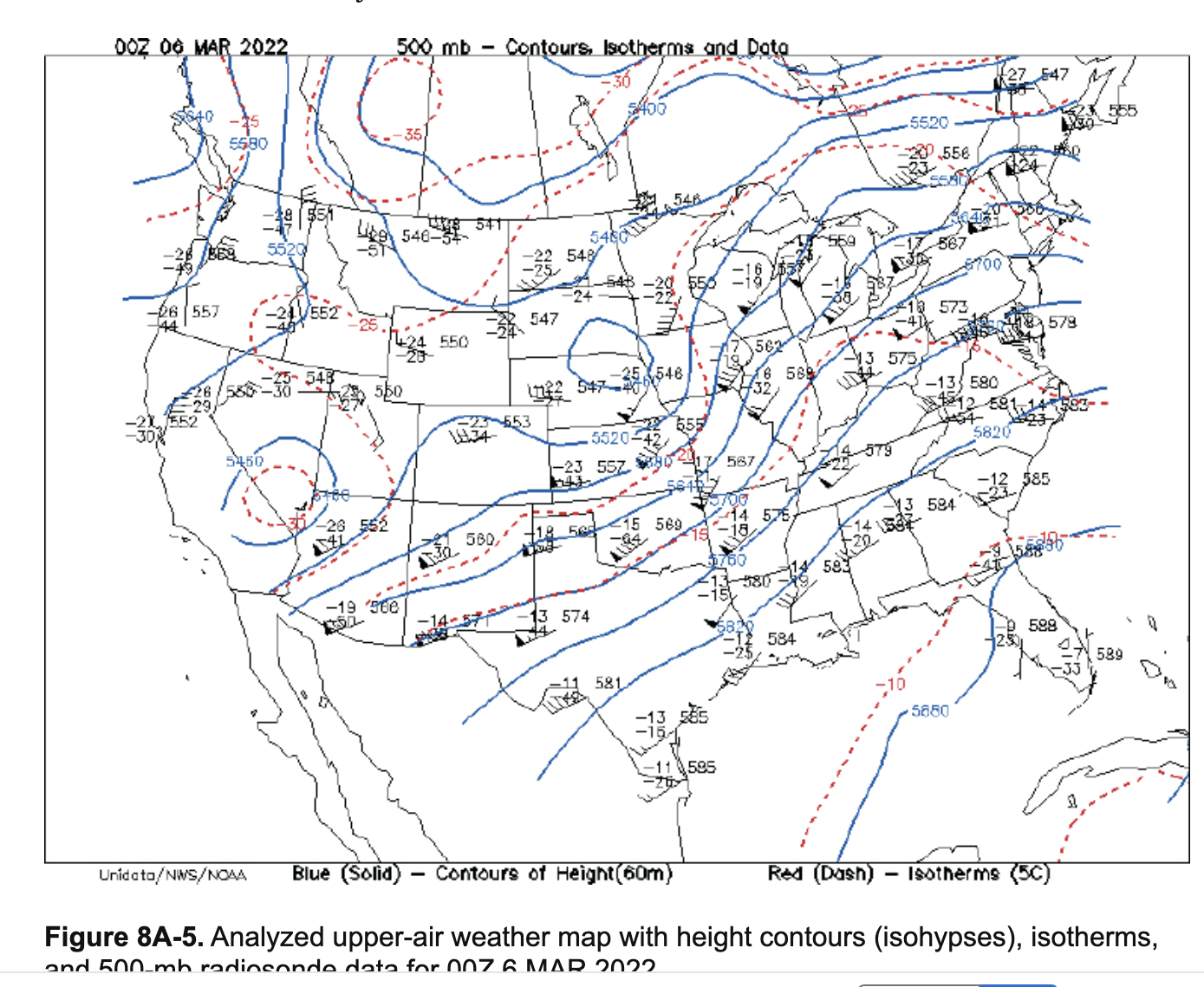 Figure 8A-5. ﻿Analyzed upper-air weather map with | Chegg.com