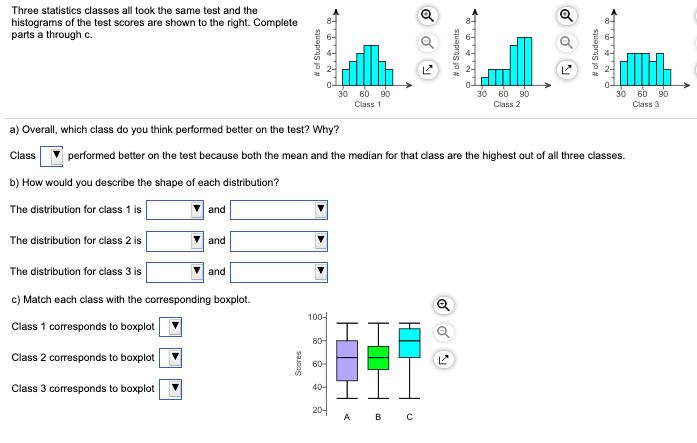 Solved Three statistics classes all took the same test and | Chegg.com