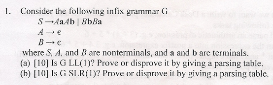 Consider the following infix grammar G | Chegg.com