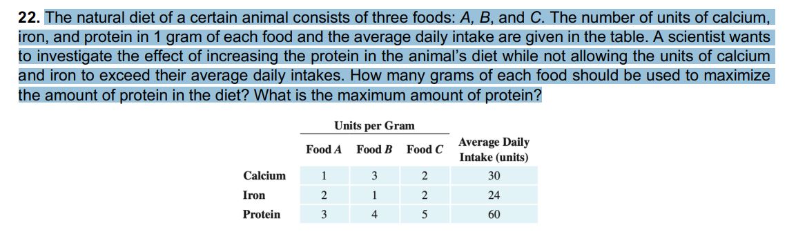 Solved Show me the steps to solve 22. ﻿The natural diet of a | Chegg.com