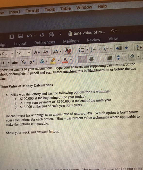 Solved W Insert Format Tools Table Window Help {d K 5 W