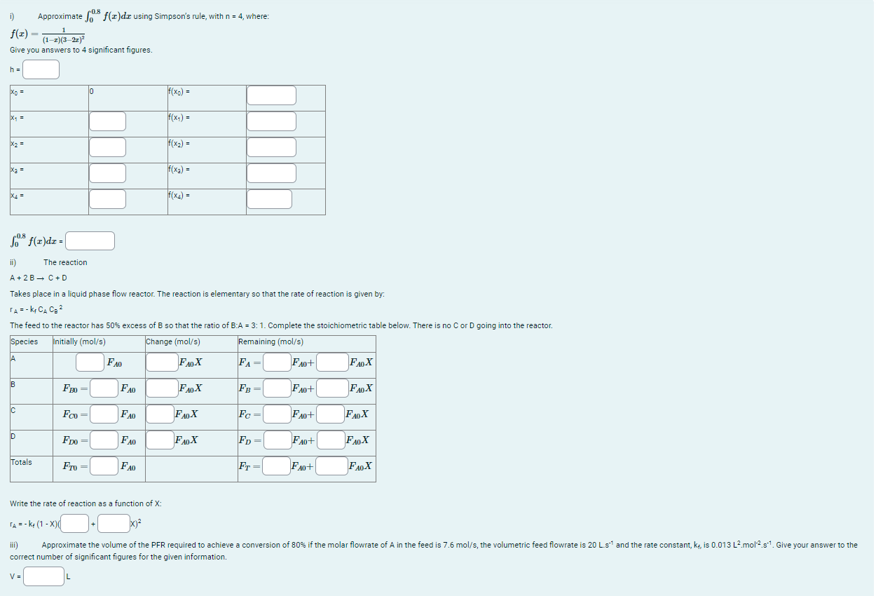 Solved i) Approximate ∫00.8f(x)dx using Simpson's rule, with | Chegg.com
