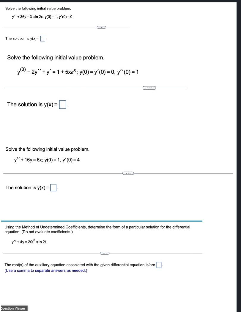 Solved The solution is y(x)=Solve the following initial | Chegg.com