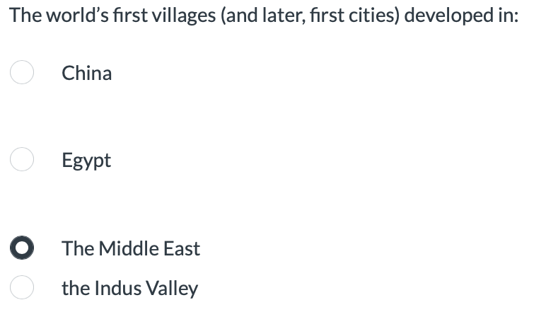 The world's first villages (and later, first cities) | Chegg.com
